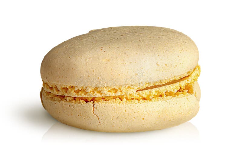 One Yellow Macaroon Front View Stock Image - Image of sweet, desert ...