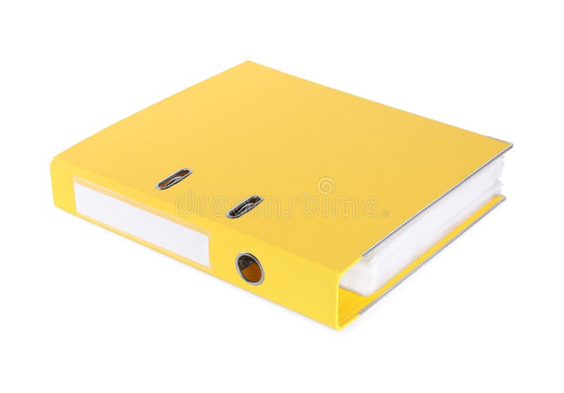 One Yellow Office Folder Isolated on White Stock Photo - Image of ...