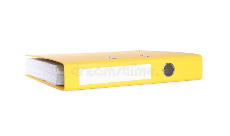 One Yellow Office Folder Isolated on White Stock Photo - Image of ...
