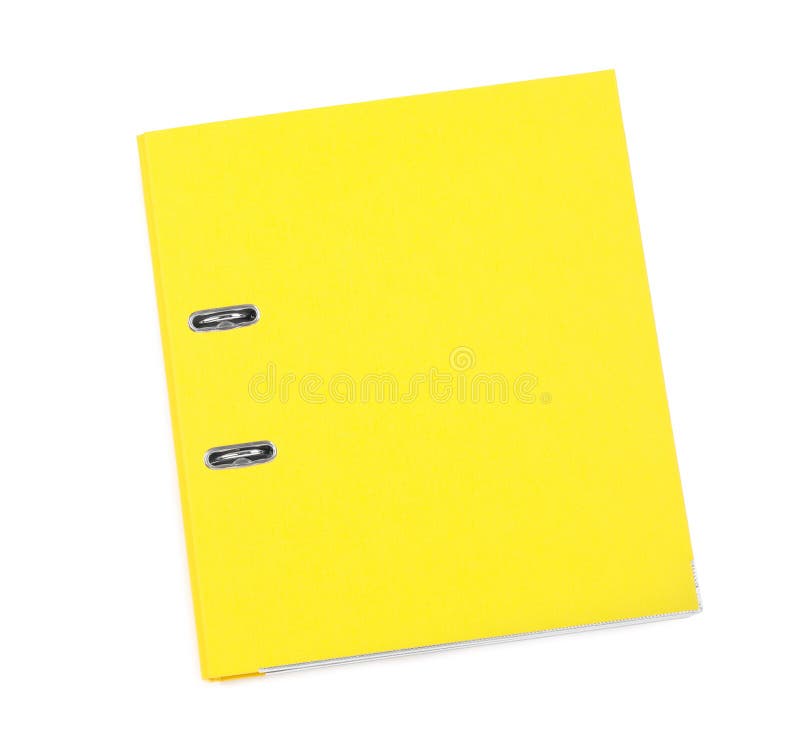 One Yellow Office Folder Isolated on White, Top View Stock Image ...