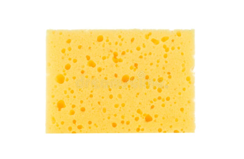 One Yellow Sponge for Cleaning Ware Isolated on White Background Stock ...
