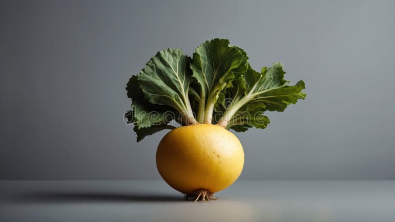 One Yellow Turnip with Leaves , Cut Out No Background. Stock Image ...