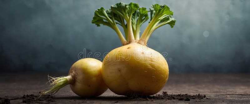 One Yellow Turnip with Long Root Cut Out. Stock Image - Image of yellow ...