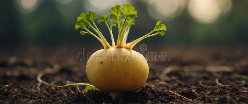 One Yellow Turnip with Long Root Cut Out. Stock Image - Image of blue ...