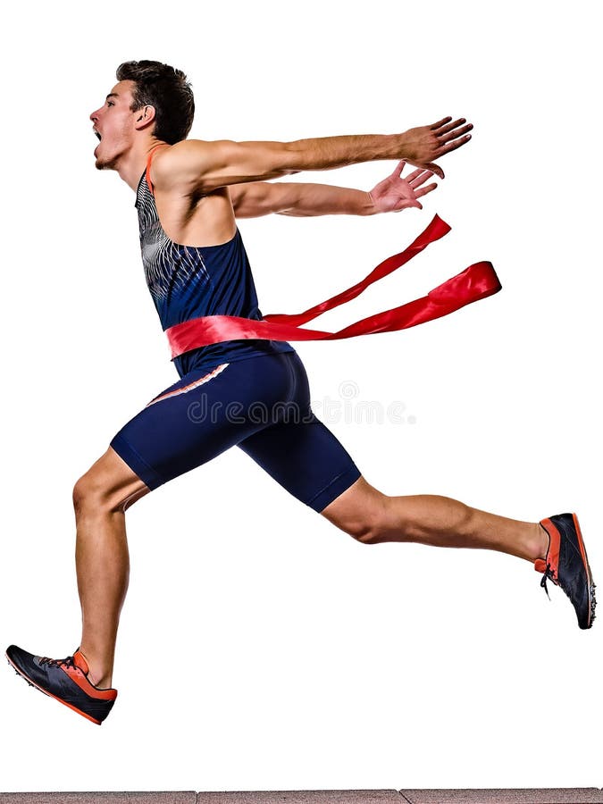 Young Man Athletics Runner Running Sprinter Sprinting Isolated White ...