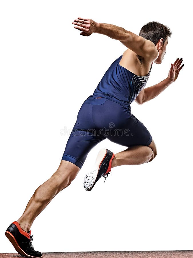 Young Man Athletics Runner Running Sprinter Sprinting Isolated White ...