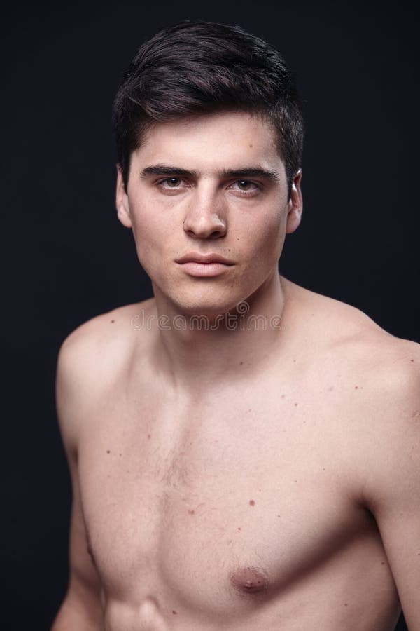 One Young Handsome Man, Model Shirtless, Upper Body Stock Image - Image ...