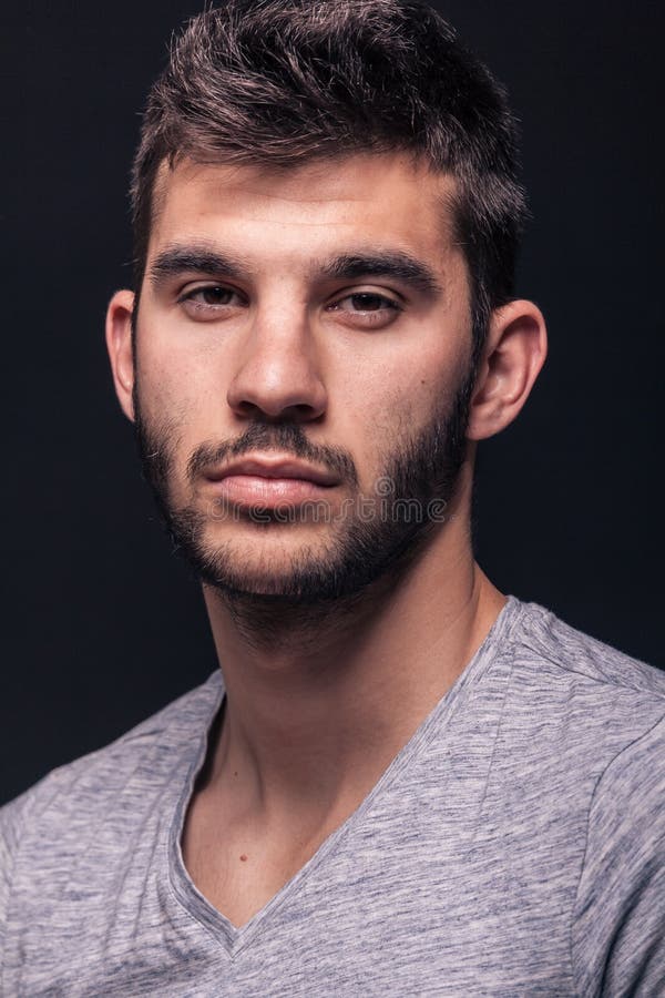 Young Man Handsome Head Face Shoulders Posing Jawline Stock Photo ...