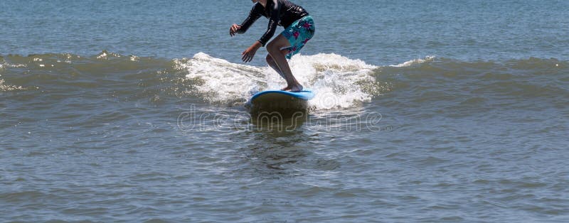 One Young Surfer Surfing on a Wave Stock Photo - Image of long ...