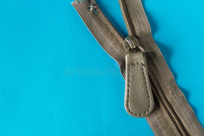 One Zipper on Blue Background Stock Photo - Image of option, fashion ...