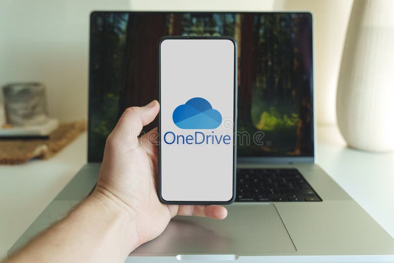 Onedrive Cloud Storage Application Logo on Smartphone Screen in Front ...