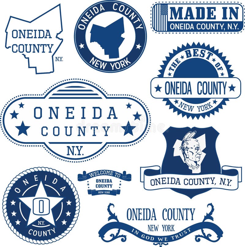 Oneida County, New York. Set of Stamps and Signs. Stock Vector ...