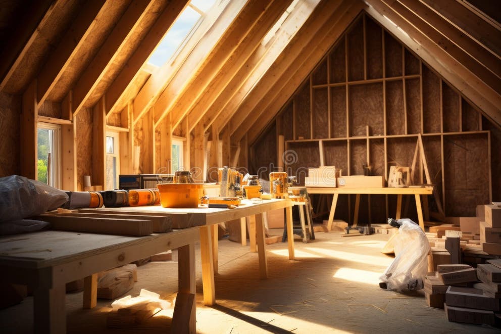 Ongoing Attic Renovation in Progress Generated Using AI. Stock ...