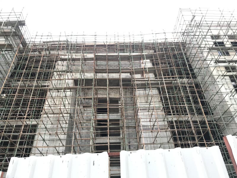 An Ongoing Construction Site Front Elevation View of Skeleton or Framed ...