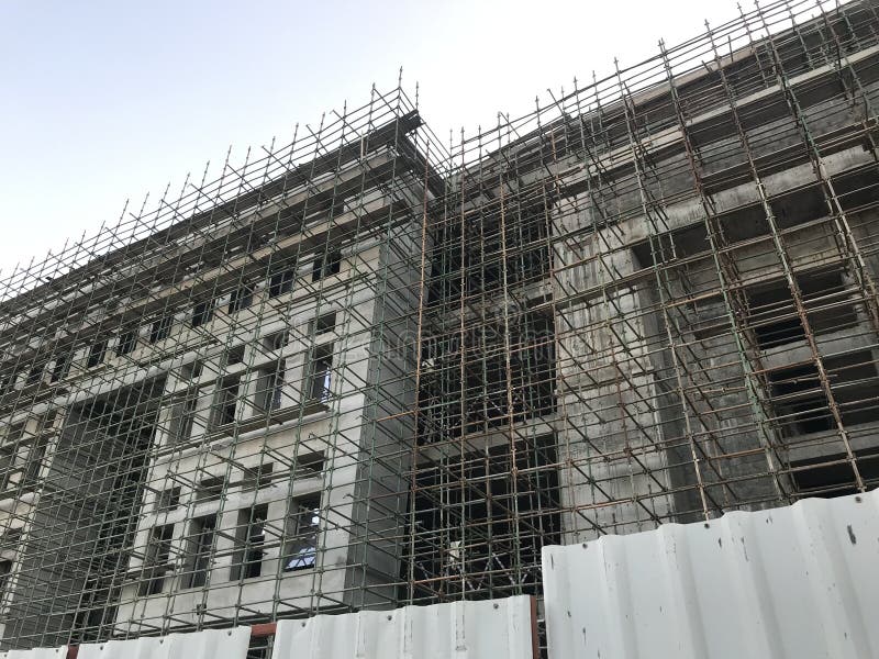 An Ongoing Construction Site Front Elevation View of Skeleton or Framed ...