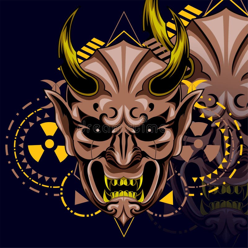 Oni Beast Design Geometric Brown Stock Vector - Illustration of cmyk ...