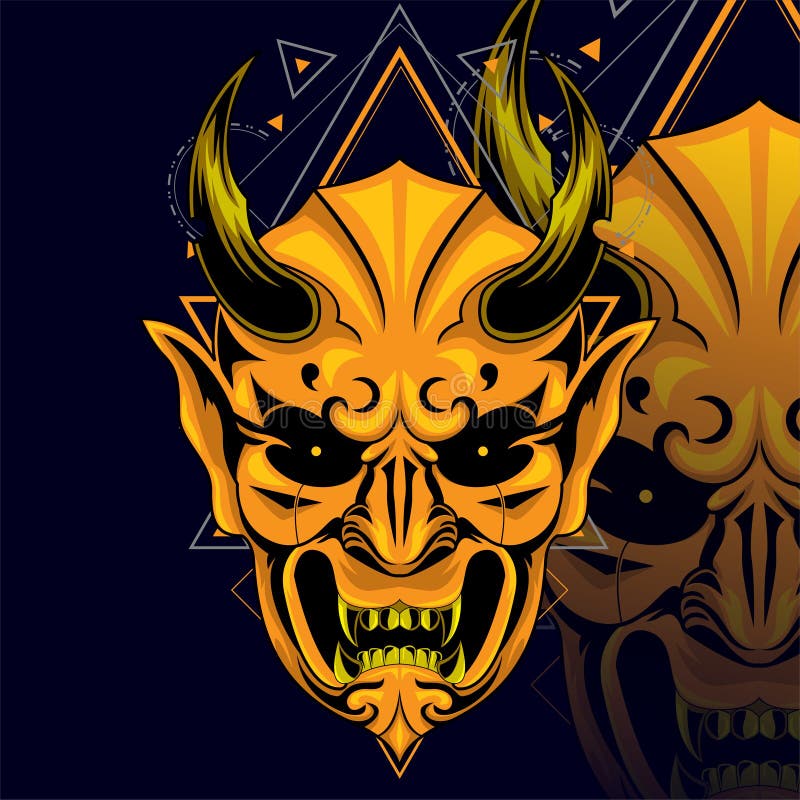 Oni Beast Design Geometric Light Yellow Stock Vector - Illustration of ...