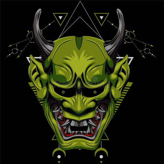 Oni Mask Geometry Tree Element Stock Vector - Illustration of freeoni ...