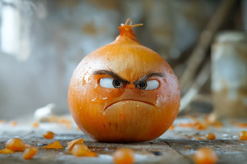 An Onion with an Angry Face on Top of it. Generative AI Stock Photo ...