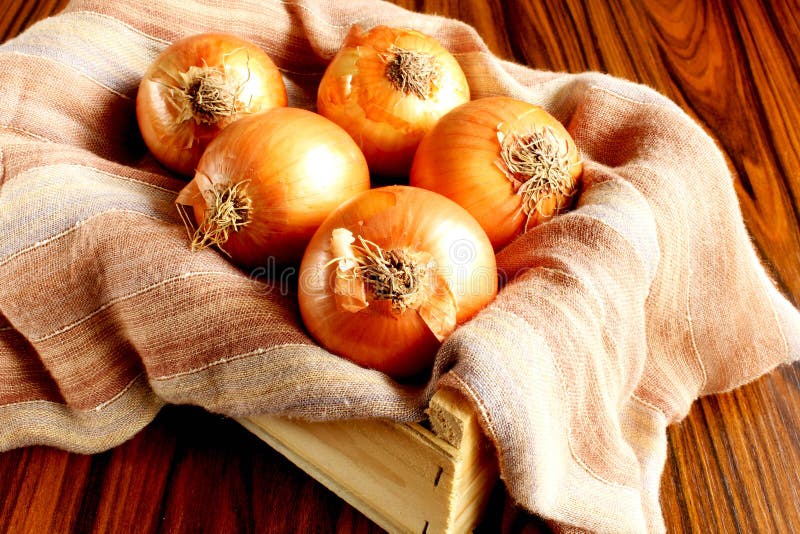 Onion. Box of Onions on the Fabric. Brazilian Spices Stock Image ...