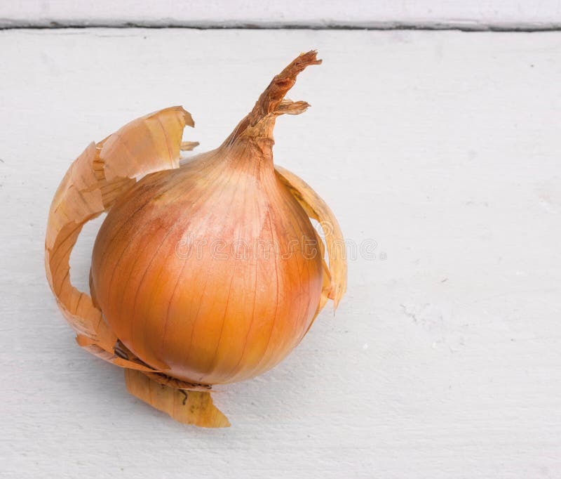 Onion Bulb on White Wooden Table Stock Photo - Image of healthy, onion ...