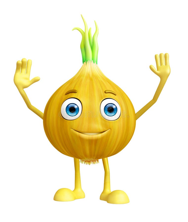 Onion Character with Saying Hi Pose Stock Illustration - Illustration ...