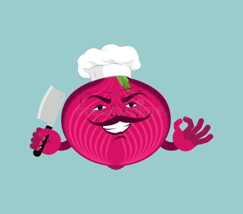 Onion Chef. Onion in Chef Hat Stock Illustration - Illustration of ...