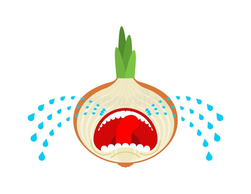 Onion is Crying. Bulb Onion is Roaring Stock Vector - Illustration of ...