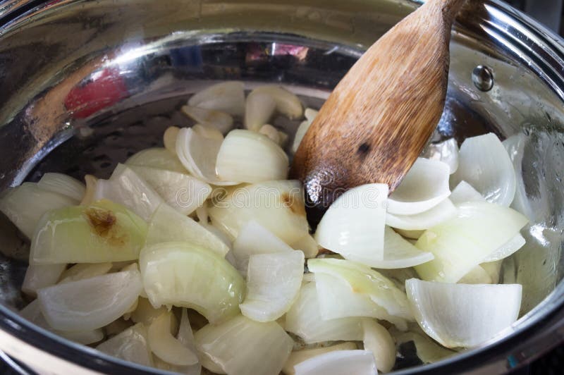 Onion cut into large cubes stock image. Image of browning - 243073885