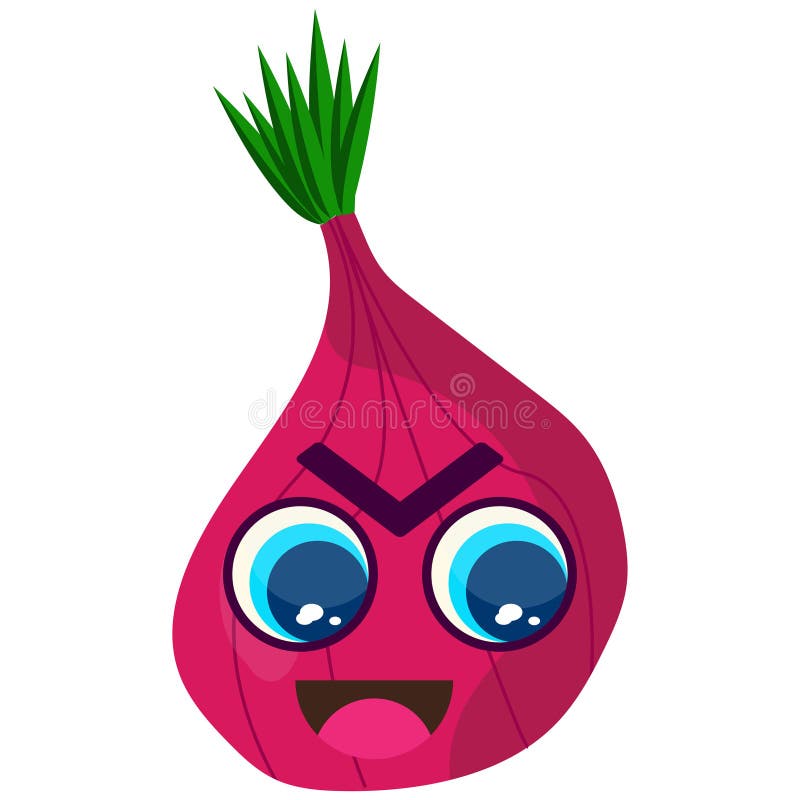 Onion with Cute Emoticon Flat Illustration Stock Vector - Illustration ...