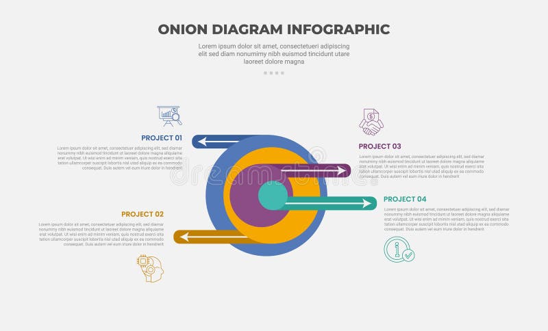 Onion Diagram Infographic Outline Style with 4 Point Template with Big ...