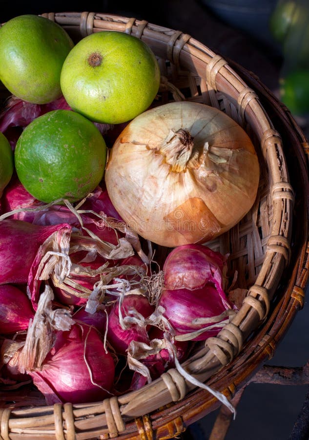 Onion Lemon in Basket Top View Stock Photo - Image of healthy, basket ...