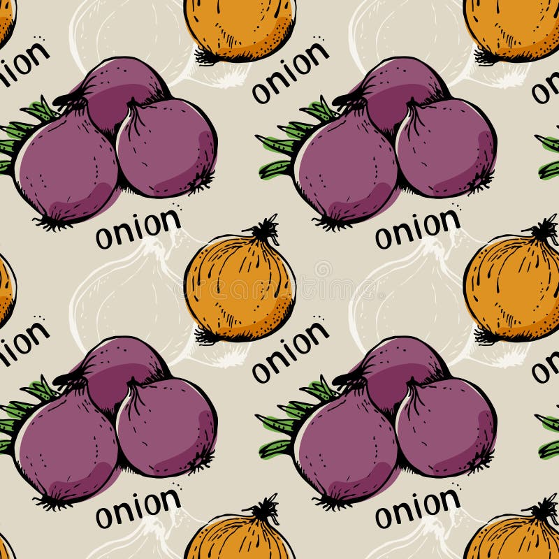 Onion pattern stock vector. Illustration of kitchen, doodles - 50512150