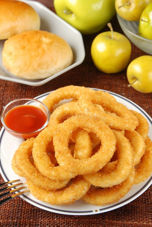 Onion rings stock image. Image of ketchup, outside, chickenburger ...