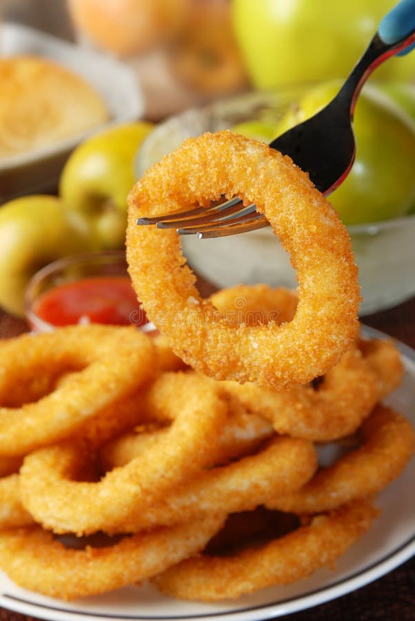 Golden crispy onion rings stock photo. Image of lunch - 2880248