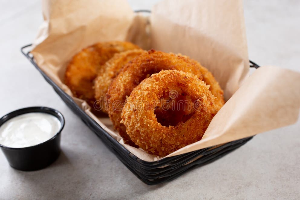 Onion rings basket stock photo. Image of product, ingredient - 239060806