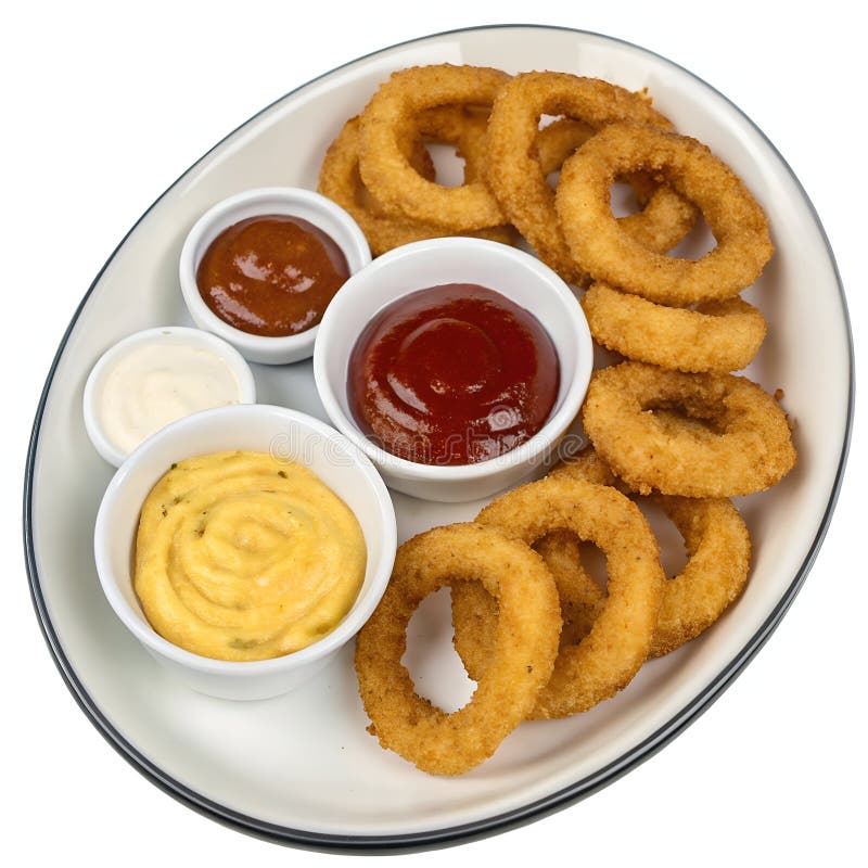 Onion Rings â€ Crispy Snack with Sauces Isolated Stock Illustration ...