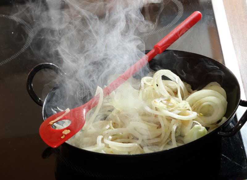 Onion Rings Frying in a Hot Pan Stock Image - Image of metal, frying ...