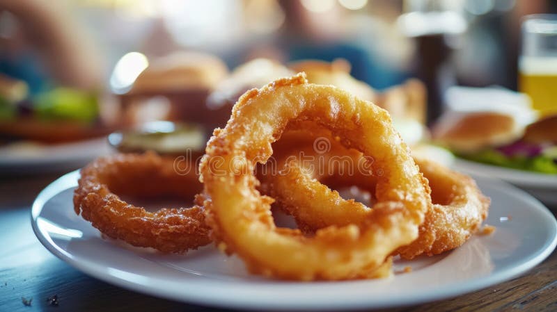 Onion Rings on Plate stock image. Image of restaurant - 366452035