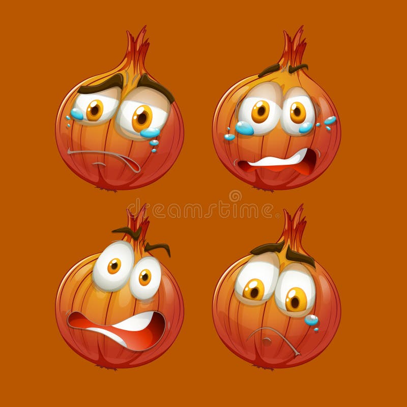 Cartoon sad crying onion stock illustration. Illustration of onions ...