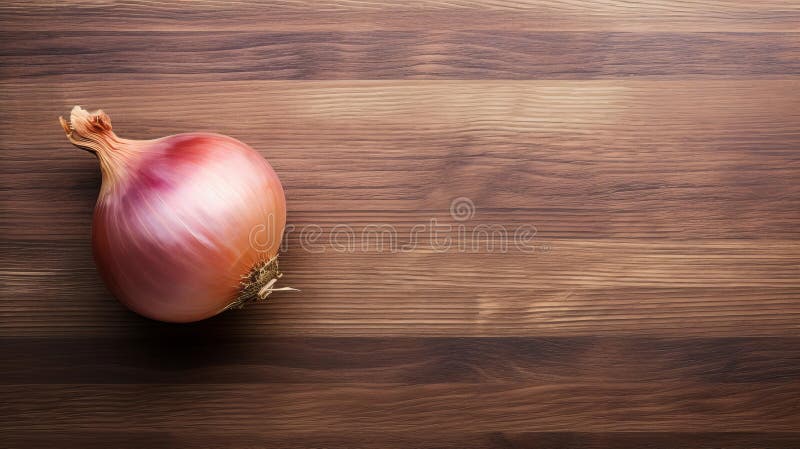 Vibrant Red Onion on Rich Dark Wooden Table Top View Stock Illustration ...
