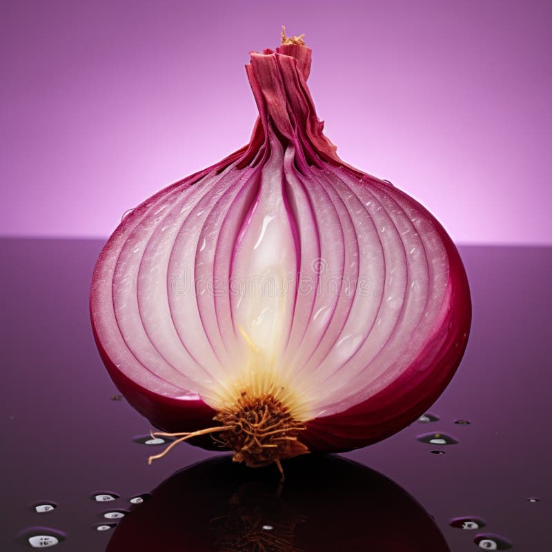 Onion Slice Layers on Reflective Backdrop Create a Visually Vibrant ...