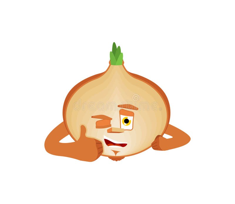 Onion Winks. Bulb Onion Emoji Thumbs Up Stock Illustration ...