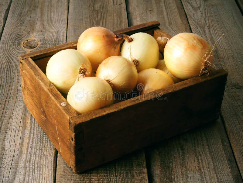 Onions in a box stock image. Image of ingredient, fresh - 44676047