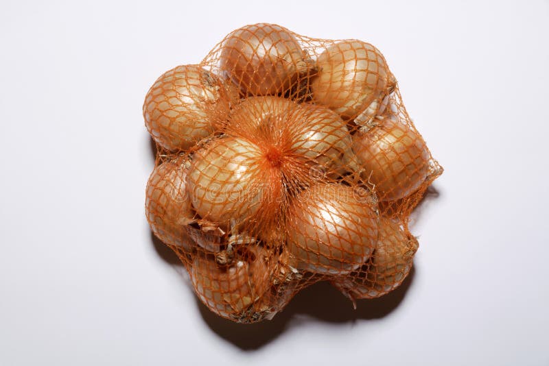 Onions in a Net, Elevated View Stock Photo - Image of food, allium ...
