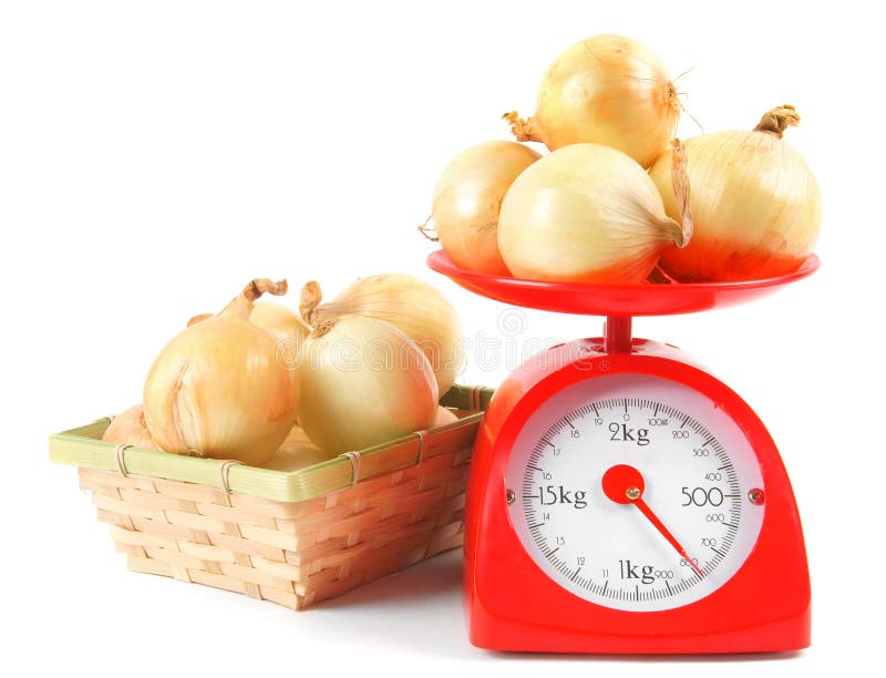 Onions on Scales and in a Basket Stock Photo - Image of kilo, closeup ...