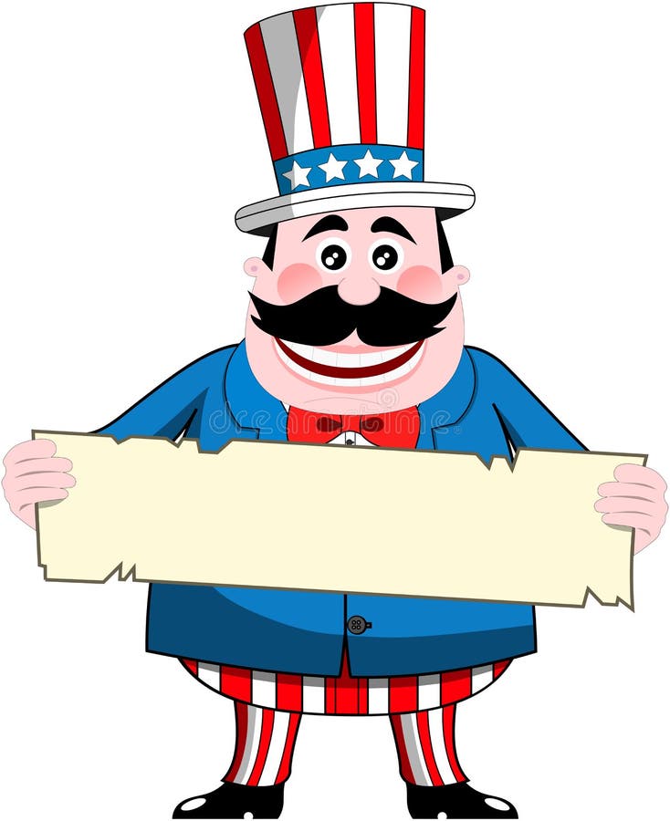 Onkel Sam Holding Ein Zeichen Vektor Abbildung - Illustration von karikatur, lustig: 31264204