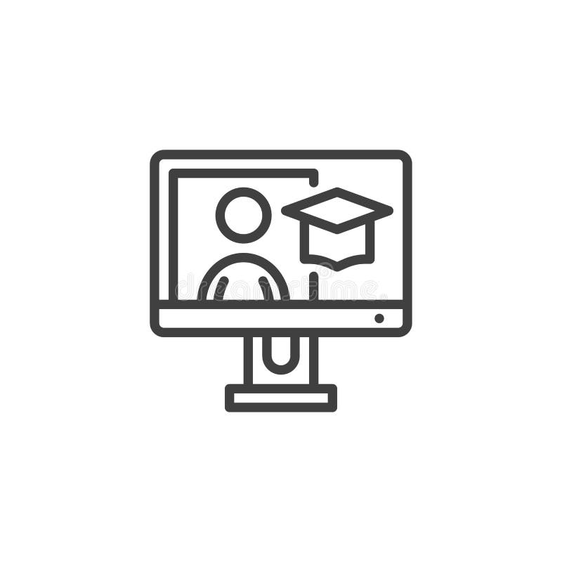 Online Academic Course Line Icon Stock Vector - Illustration of design ...