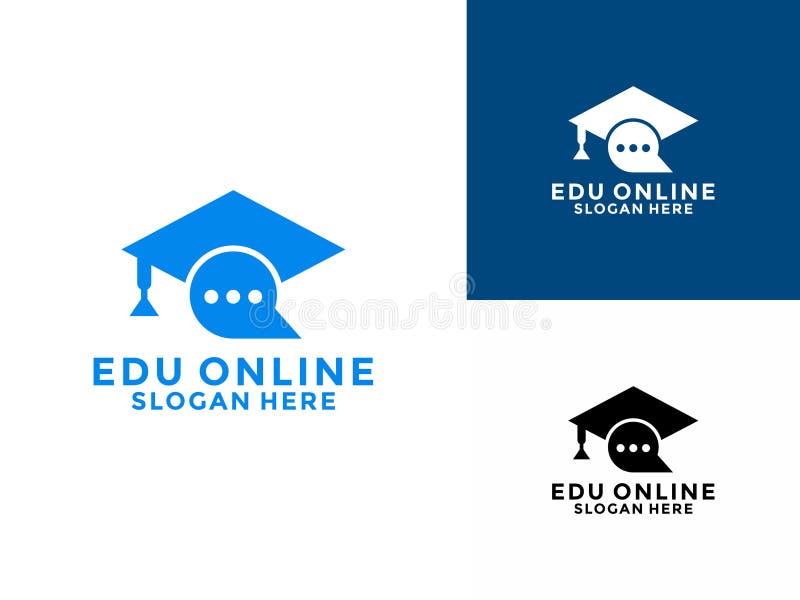 Online Academy with Chat Bubble and Graduation Cap Logo Design Vector ...