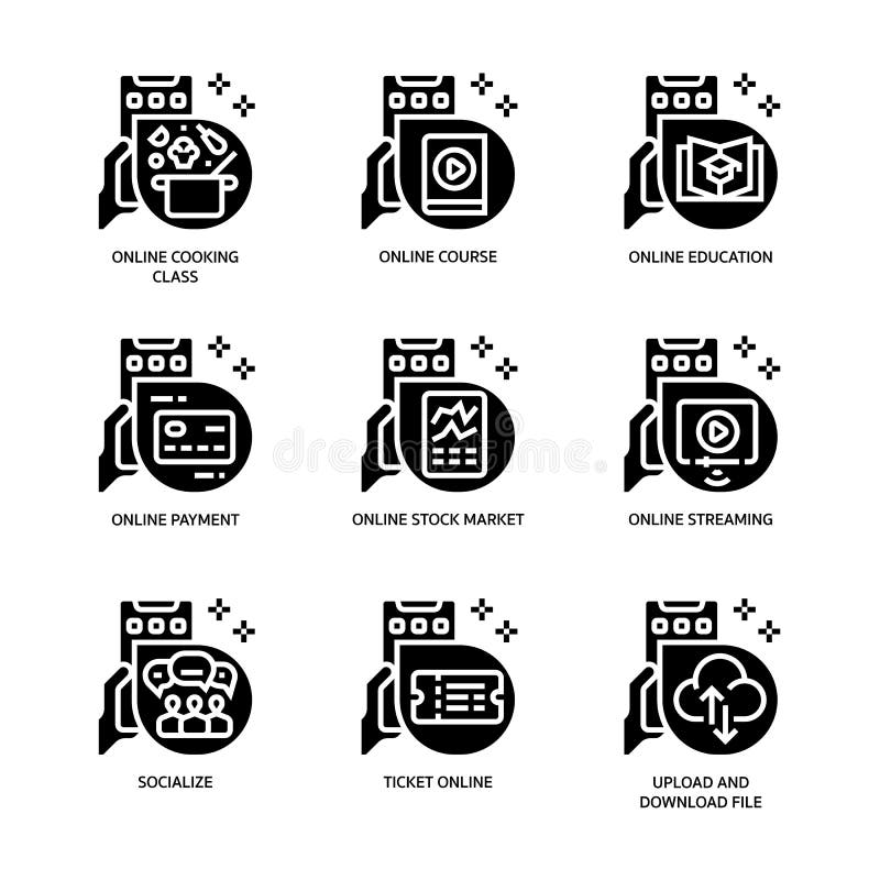 Online Activities Icons Set Stock Vector - Illustration of payment ...